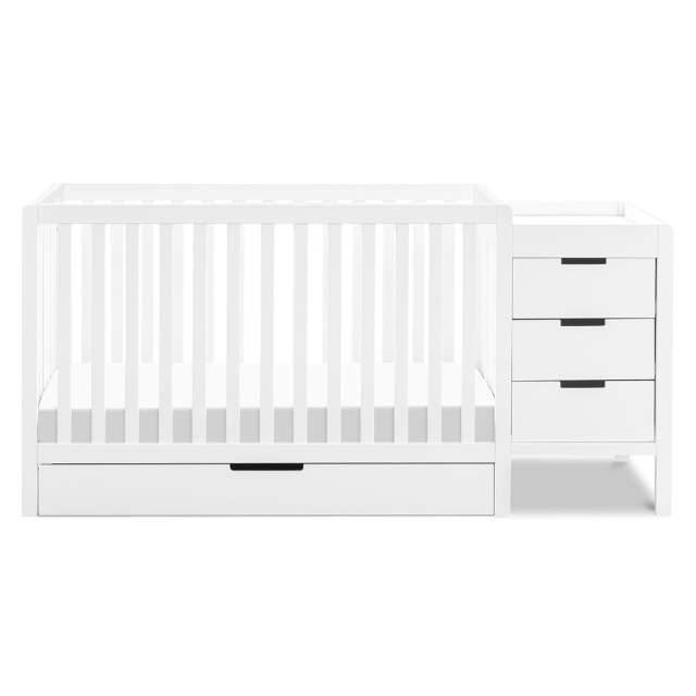 Cuna De Madera Colby 4 EN 1 Con Cambiador - Blanca