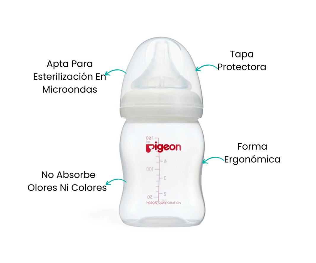 Biberón Soft Touch Peristáltico Plus Vidrio 160 ML Pigeon