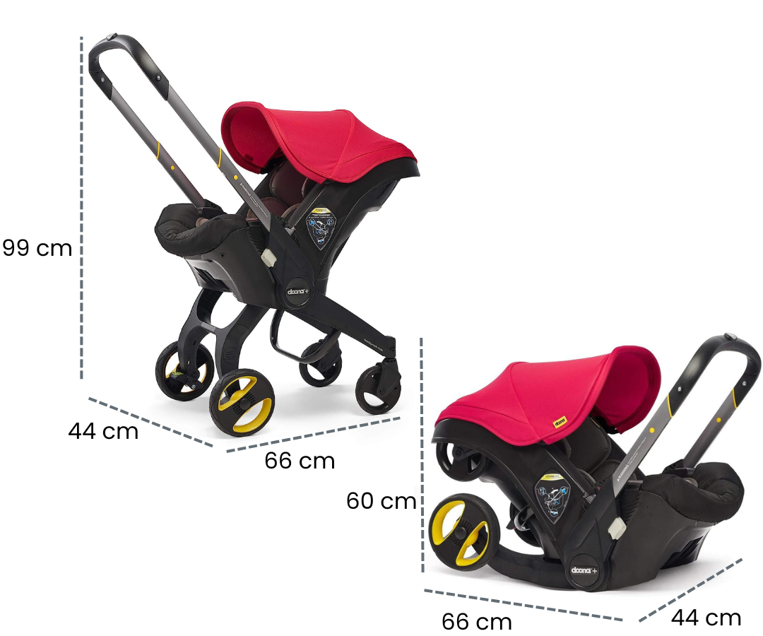 COCHE CON ASIENTO DE AUTO Y BASE FLAME RED DOONA